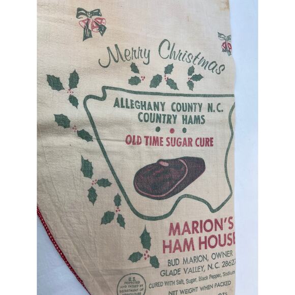 Unknown | Accents | Vintage Christmas Ham Sack Cloth Bag Marions Ham ...